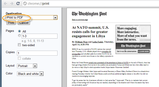 Print Preview And Print to PDF in Chrome